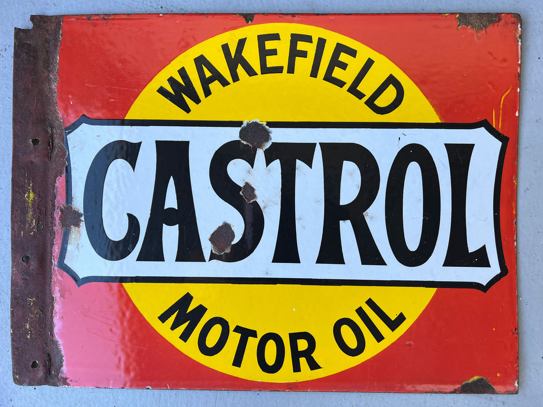 Castrol Wakefield Motor Oil Enamel Sign Double Sides – Antique Signs