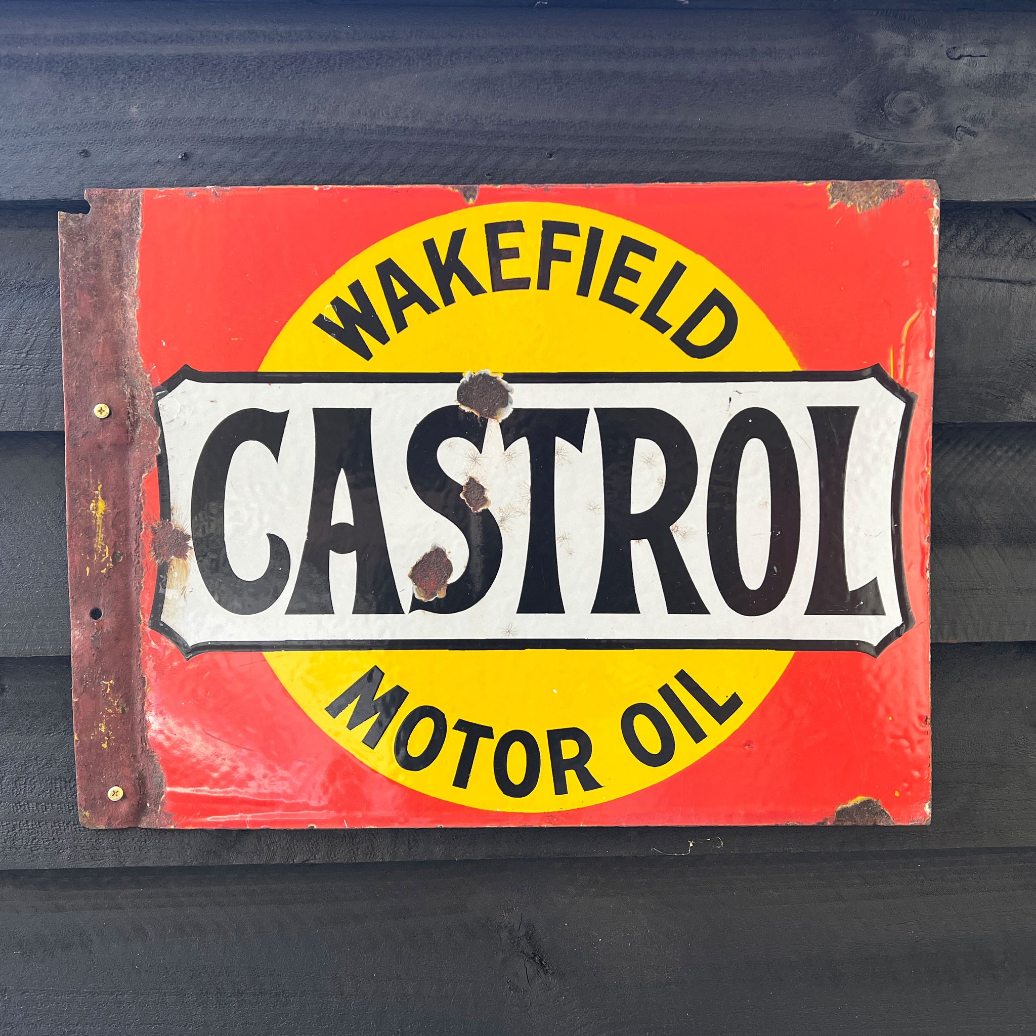 Castrol Wakefield Motor Oil Enamel Sign Double Sides – Antique Signs