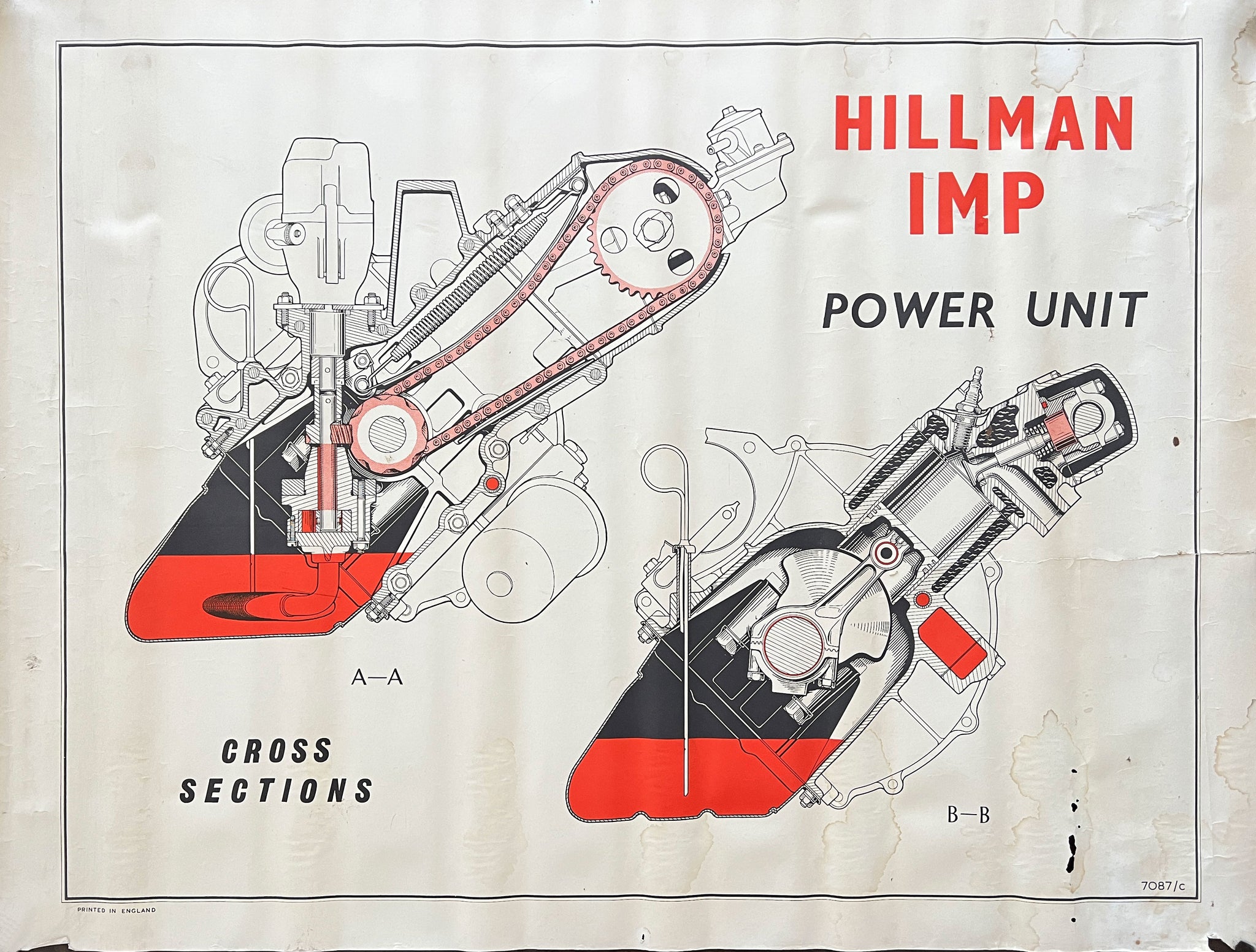 Original Hillman Imp Power Unit Cross Sections Workshop Poster ...