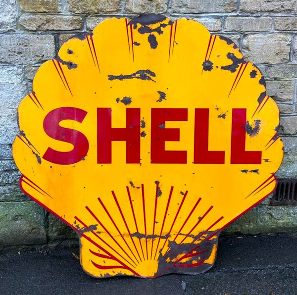 LARGE Double Sided Shell Enamel Sign – Antique Signs