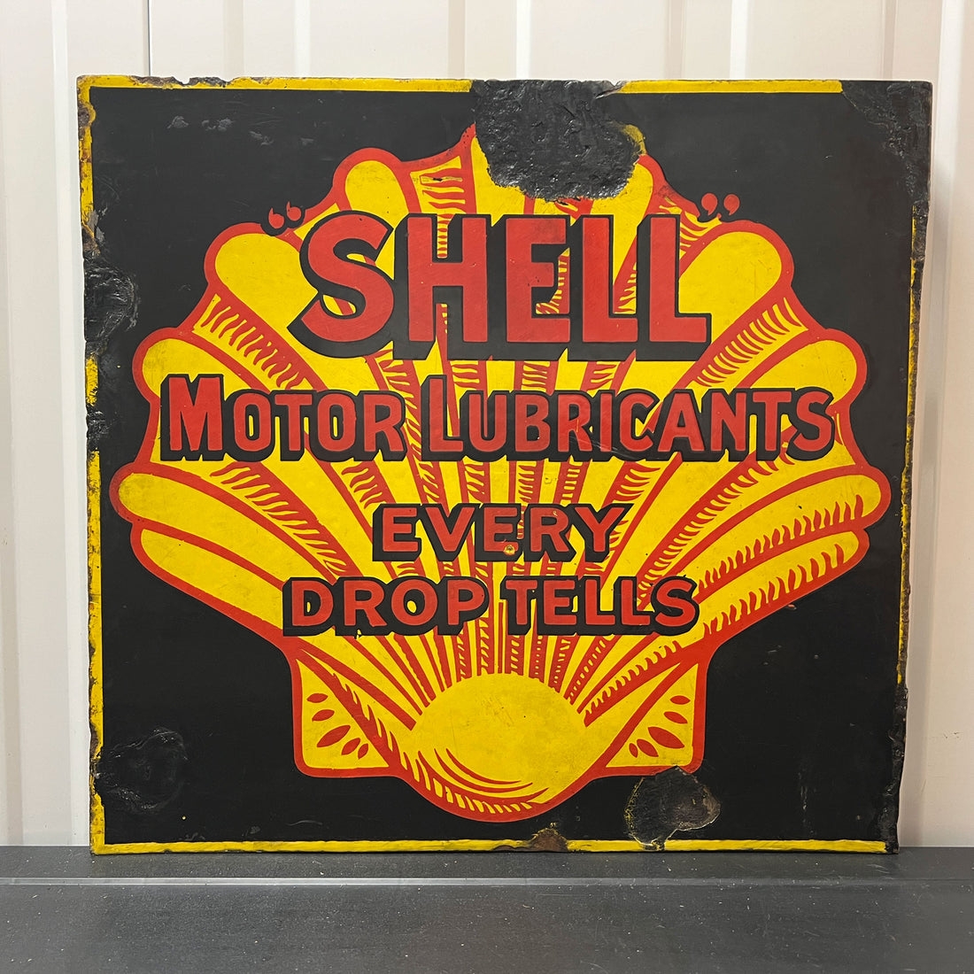Shell Motor Lubricants Every Drop Tells Enamel Sign – Antique Signs