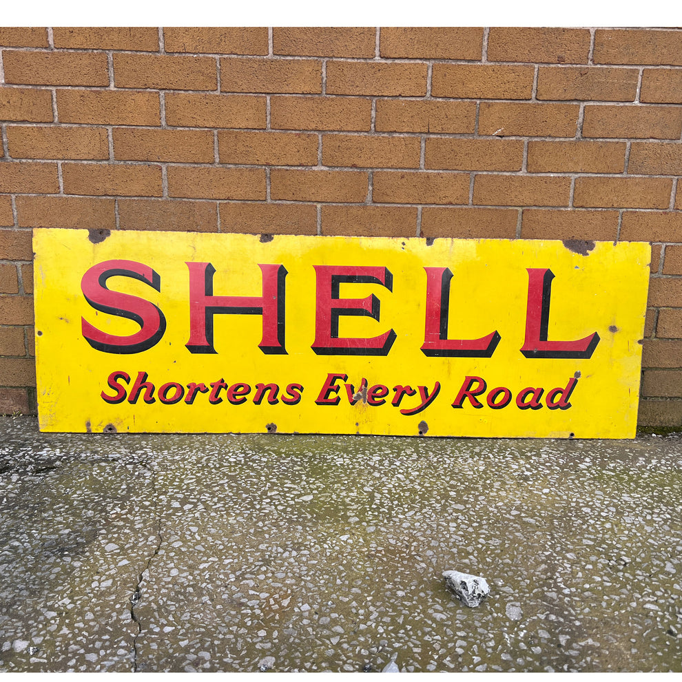 Shell Shortens Every Road Enamel Sign – Antique Signs